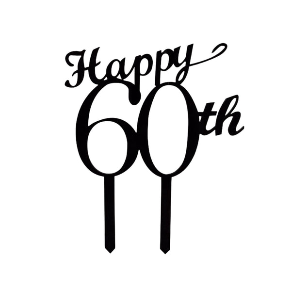 Happy 60th Cake Topper – Gold | Nino’s Bakery